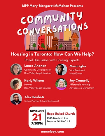 MPP McMahon to host Community Conversation on Toronto's housing crisis ...