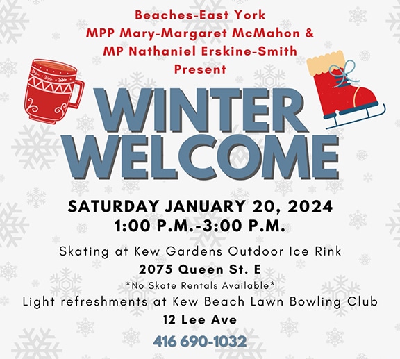 Winter Welcome celebration hosted by Beaches-East York MP and MPP set ...