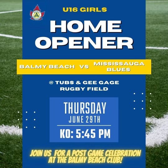 Balmy Beach Club's U16 girls rugby team celebrates home-opener on June ...